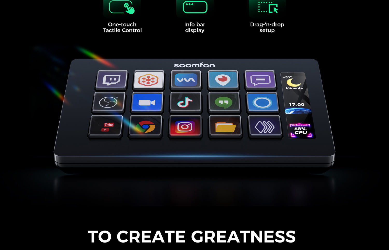 SOOMFON Stream Controller with 15 Macro Keys & Dashboard