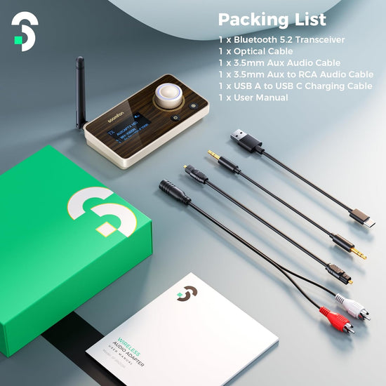 2-in-1 Bluetooth 5.2 Transmitter Receiver AptX Low Latency – SOOMFON