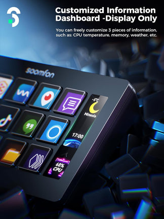 SOOMFON Stream Controller with 15 Macro Keys & Dashboard